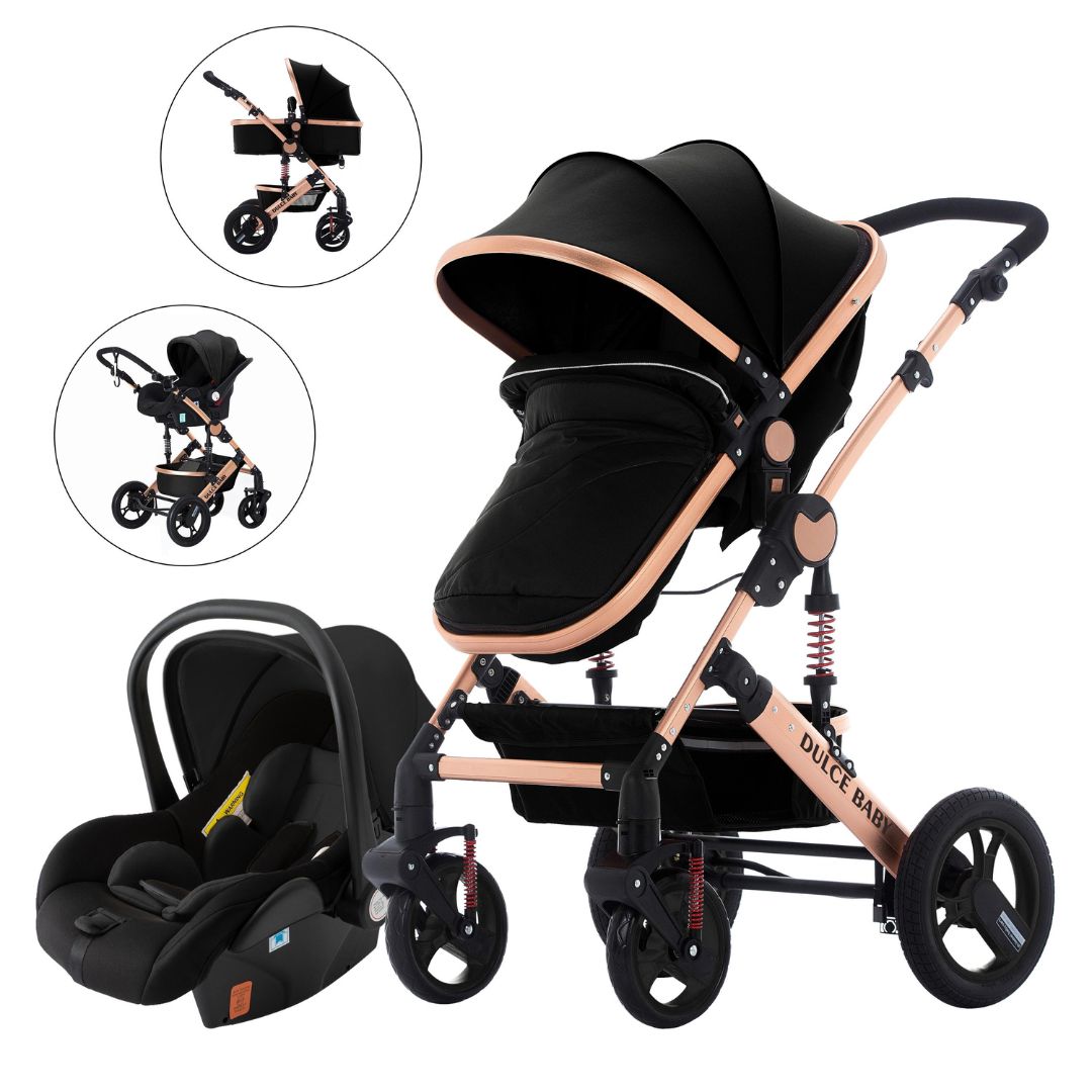 Coche para bebé tipo moisés color negro de lujo + Porta bebé 588LY-2 ...
