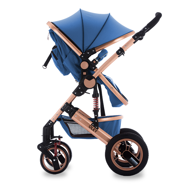 Coche de lujo para bebé tipo moisés color azul – Dulce Baby.