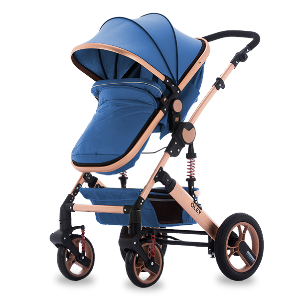 Coche de lujo para bebé tipo moisés color azul – Dulce Baby.